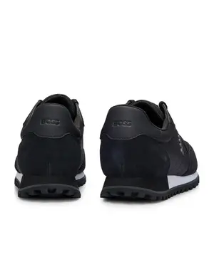 Hugo Boss Mixed-material Trainers With Faux-leather Trims