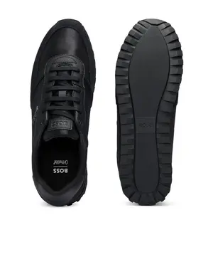 Hugo Boss Mixed-material Trainers With Faux-leather Trims