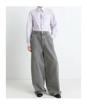 LEMAIRE Snow-wash Tapered Trousers - Light Gray