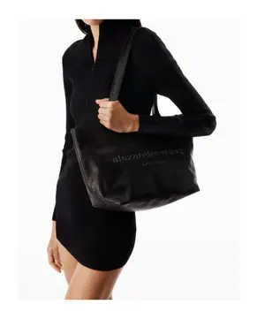 Alexander Wang Logo Embossed Medium Tote Bag - Black