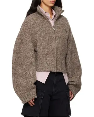 Attico Ribbed Knit Zip-up Cardigan