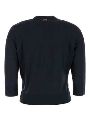 Herno V-neck Knitted Jumper With Three-quarter Sleeves - Black