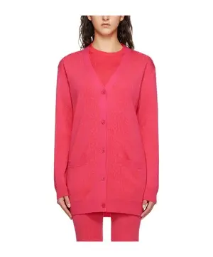 Moschino Y-neck All-over Logo Jacquard Cardigan