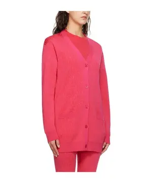 Moschino Y-neck All-over Logo Jacquard Cardigan