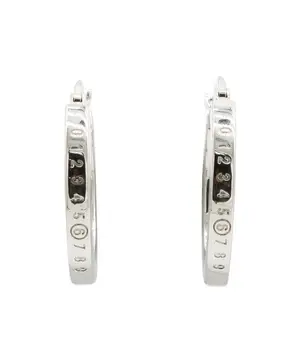 MAISON MARGIELA Numeric Logo Engraved Hoop Earrings - White