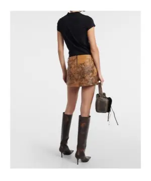KNWLS Distressed Leather Patch Pocket Mini Skirt