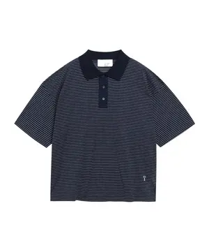 AMI Paris De Coeur Striped Polo Shirt