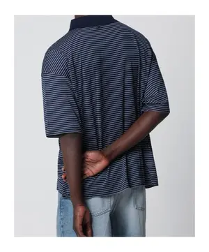 AMI Paris De Coeur Striped Polo Shirt