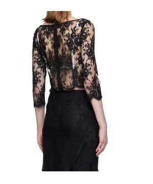 SHUSHU/TONG Lace Top With Keyhole And Bow Detail