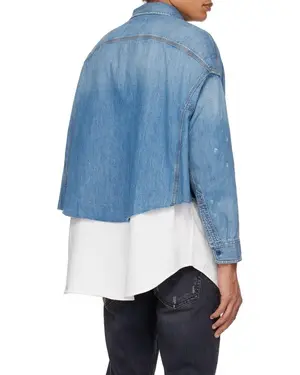 R13 Distressed Cropped Denim Shirt