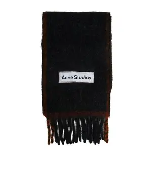 Acne Studios Logo Patch Fringed-edge Scarf - Black