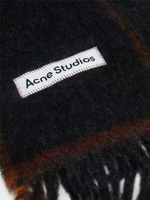 Acne Studios Logo Patch Fringed-edge Scarf