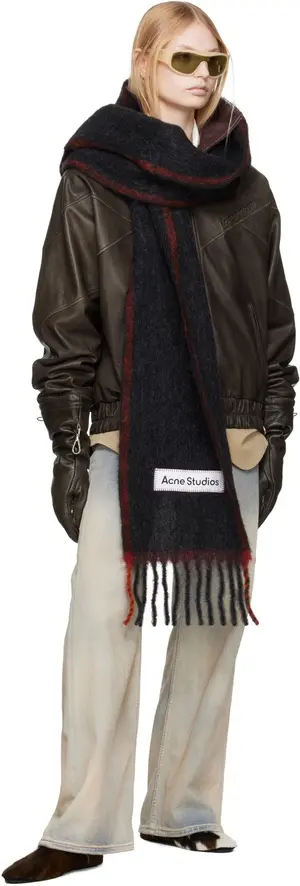 Acne Studios Logo Patch Fringed-edge Scarf