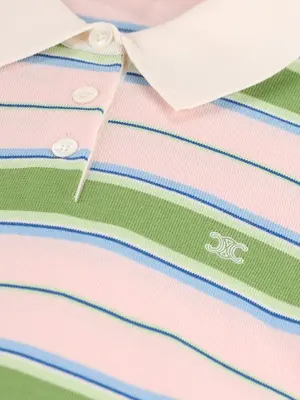 Celine Striped Long-sleeved Polo Shirt