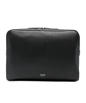 TOM FORD Grain Leather Laptop Pouch - Black
