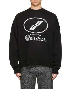 We11Done Logo Intarsia Crewneck Pullover