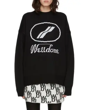We11Done Logo Intarsia Crewneck Pullover