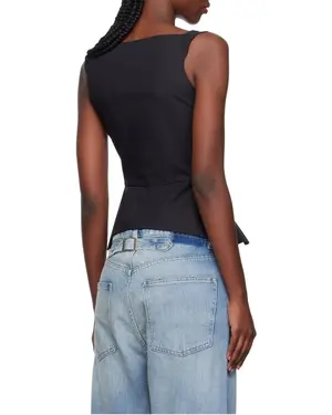 VIVIENNE WESTWOOD Square Neck Button Down Peplum Top - Black