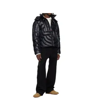 Casablanca Quilted Down Puffer Jacket With Detachable Hood - Black