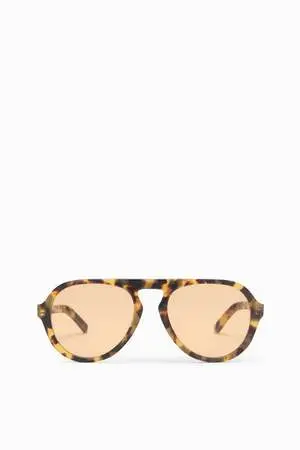 Ulla Johnson Lee Aviator Sunglasses In Tortoiseshell - Tortoise