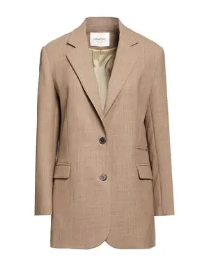 OTTOD'AME Charcoal Polyester, Wool, Elastane Blazer - Beige