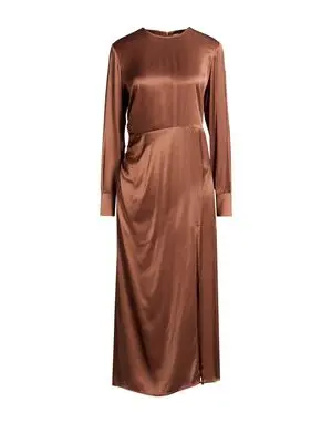 OTTOD'AME Midi Dress With Front Slit - Camel