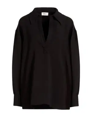 OTTOD'AME Long Sleeve Solid Color Woven Top - Black