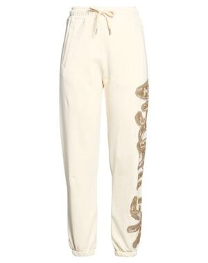 DISCLAIMER Cotton Terry Track Pants With Glittered Logo Detail - Cream