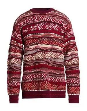 LANEUS Jacquard-knit Crewneck Sweater - Red