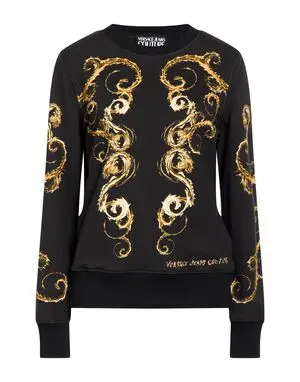 Versace Cotton Sweatshirt With Signature Print - Black