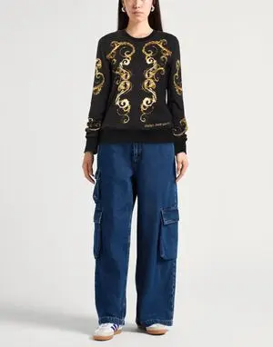 Versace Cotton Sweatshirt With Signature Print - Black