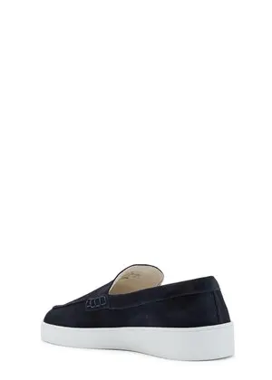 JUDE LLOW Suede Loafers With Textured Rubber Midsole - Navy
