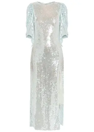 ROBERTA EINER Sequin-embellished Stretch-mesh Maxi Dress