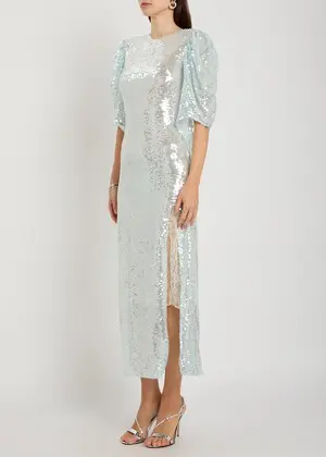 ROBERTA EINER Sequin-embellished Stretch-mesh Maxi Dress