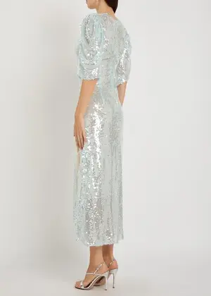 ROBERTA EINER Sequin-embellished Stretch-mesh Maxi Dress