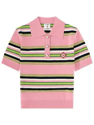 Casablanca Striped Knit Polo