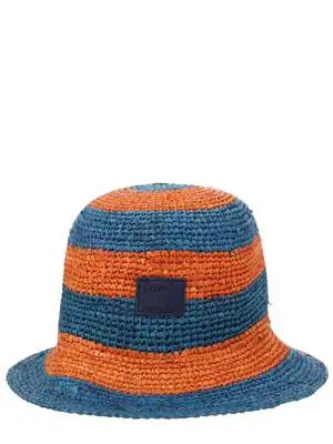 Paul Smith Straw Hat With Logo Patch - Blue