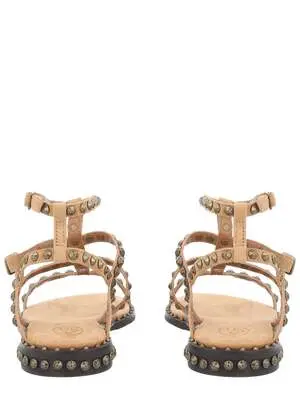 Ash Precious Studded Leather Sandals - Beige