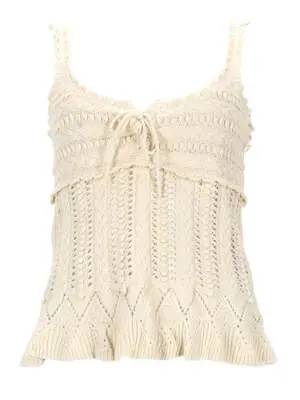 MARANT ETOILE Knit Top With Front Tie Detail - Ivory