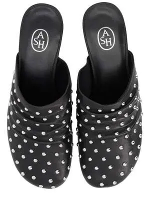 Ash Eloise Studded Leather Mules - Black