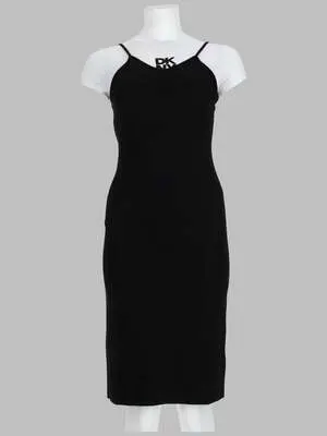 Dkny Ribbed Stretch Dress With Trim - Black