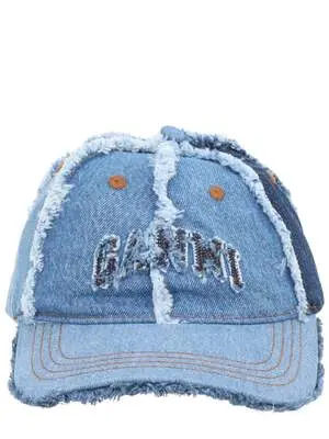 GANNI Patchwork Denim Cap - Multicolour