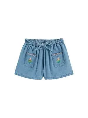 EMILE & IDA Embroidered Denim Shorts