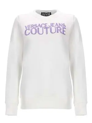 Versace Cotton Jersey Sweatshirt With Embroidered Logo - White