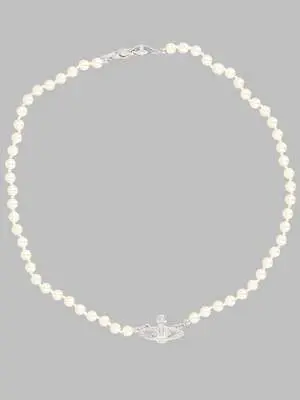 VIVIENNE WESTWOOD Pearl Necklace With Orb Pendant - Silver