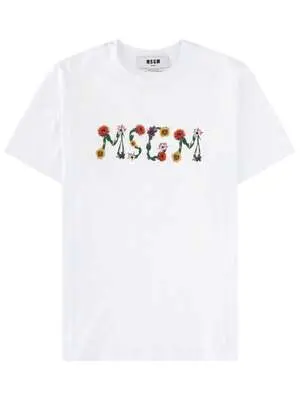 MSGM Floral Logo T-shirt - White