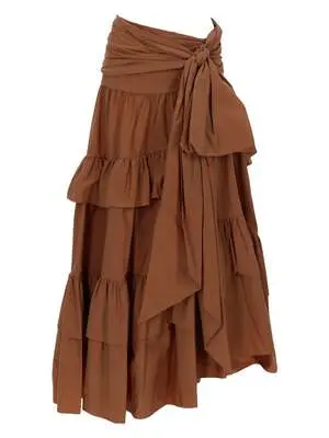 Chloé Long Skirt With Ruffle Detail - Brown