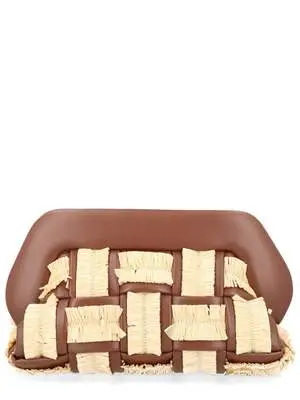 THEMOIRE Bios" Raffia Clutch - Beige