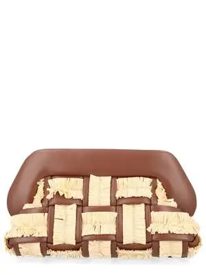 THEMOIRE Bios" Raffia Clutch - Beige