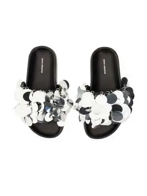 Rabanne Sequined Sandals - Silver